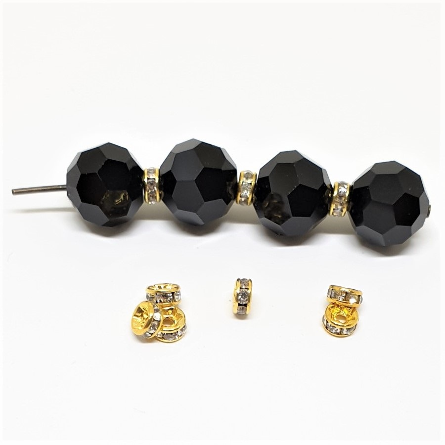 4mm Starplika ar stikla kristāliņiem CRYSTAL zelta krāsas metālā (x1 ...